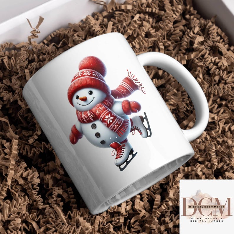 Snowman Skating Clipart - 10 Winter Scenes With Scarves, Hats, and ...