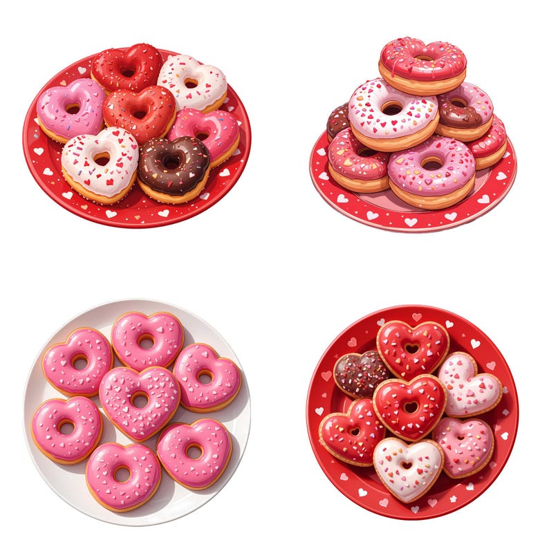 Valentine's Donut Tower Clipart - Digital Set (37 Images of Heart ...