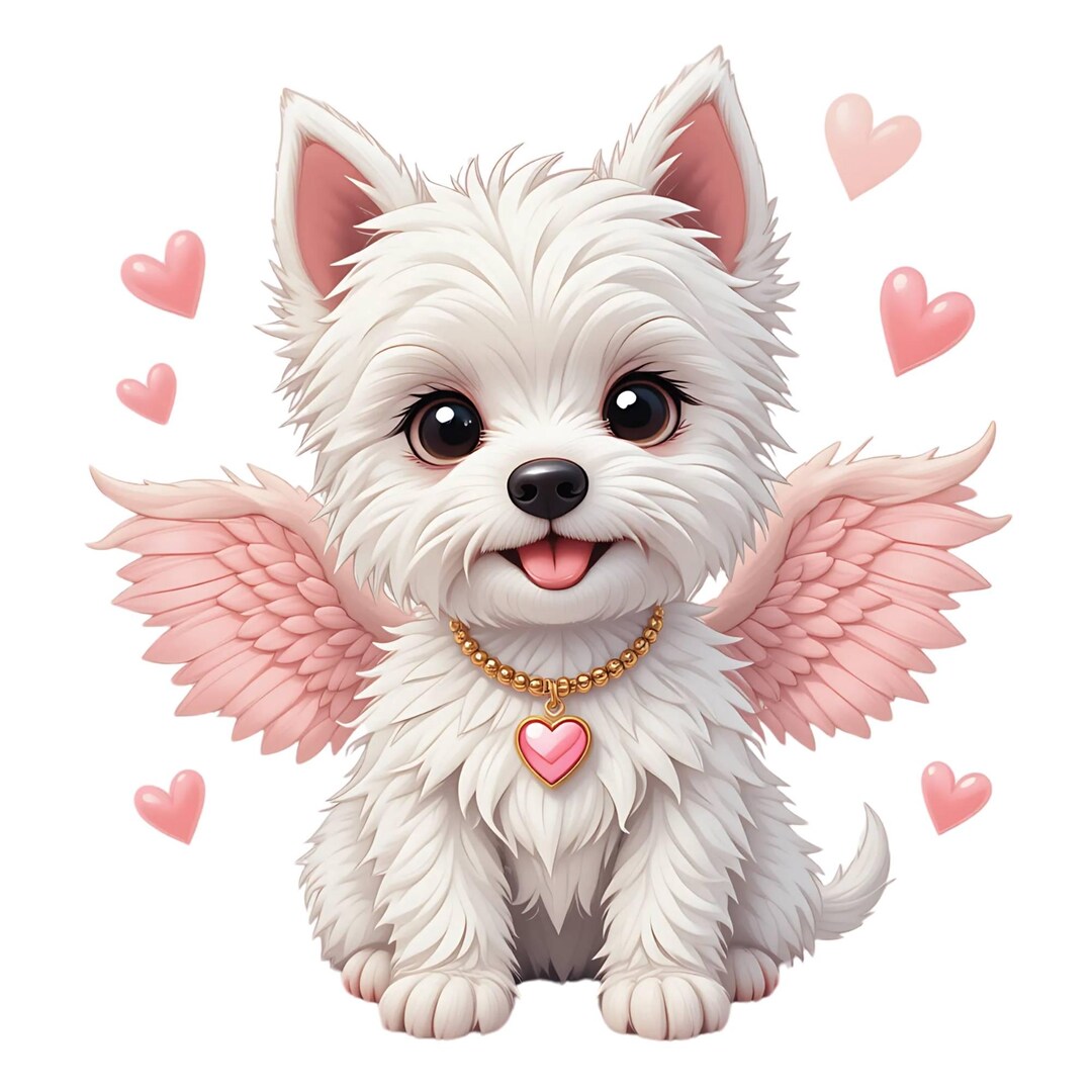Valentine's Cute Angel Puppies Clipart - Digital Set (44 Images of ...