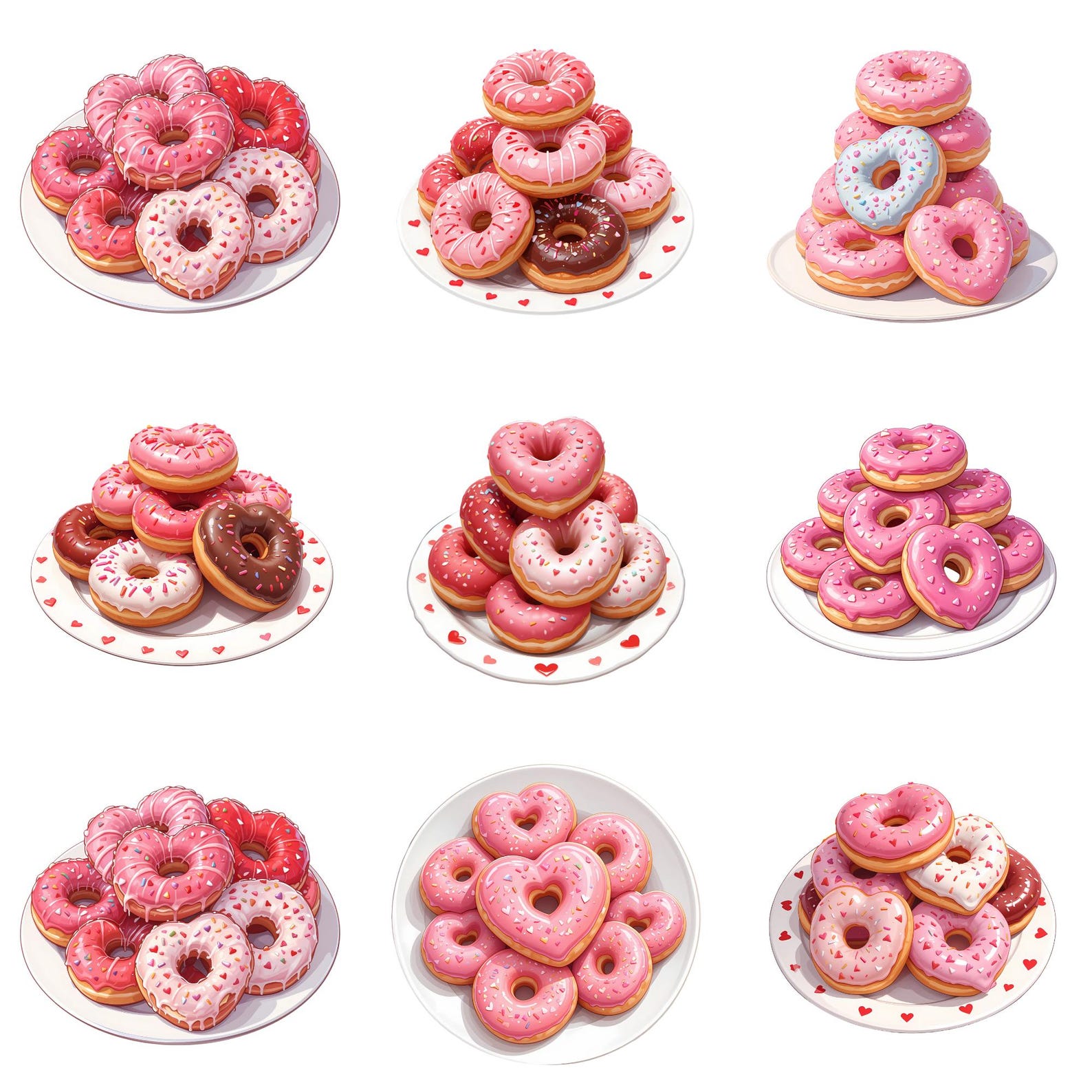 Valentine's Donut Tower Clipart - Digital Set (37 Images of Heart ...