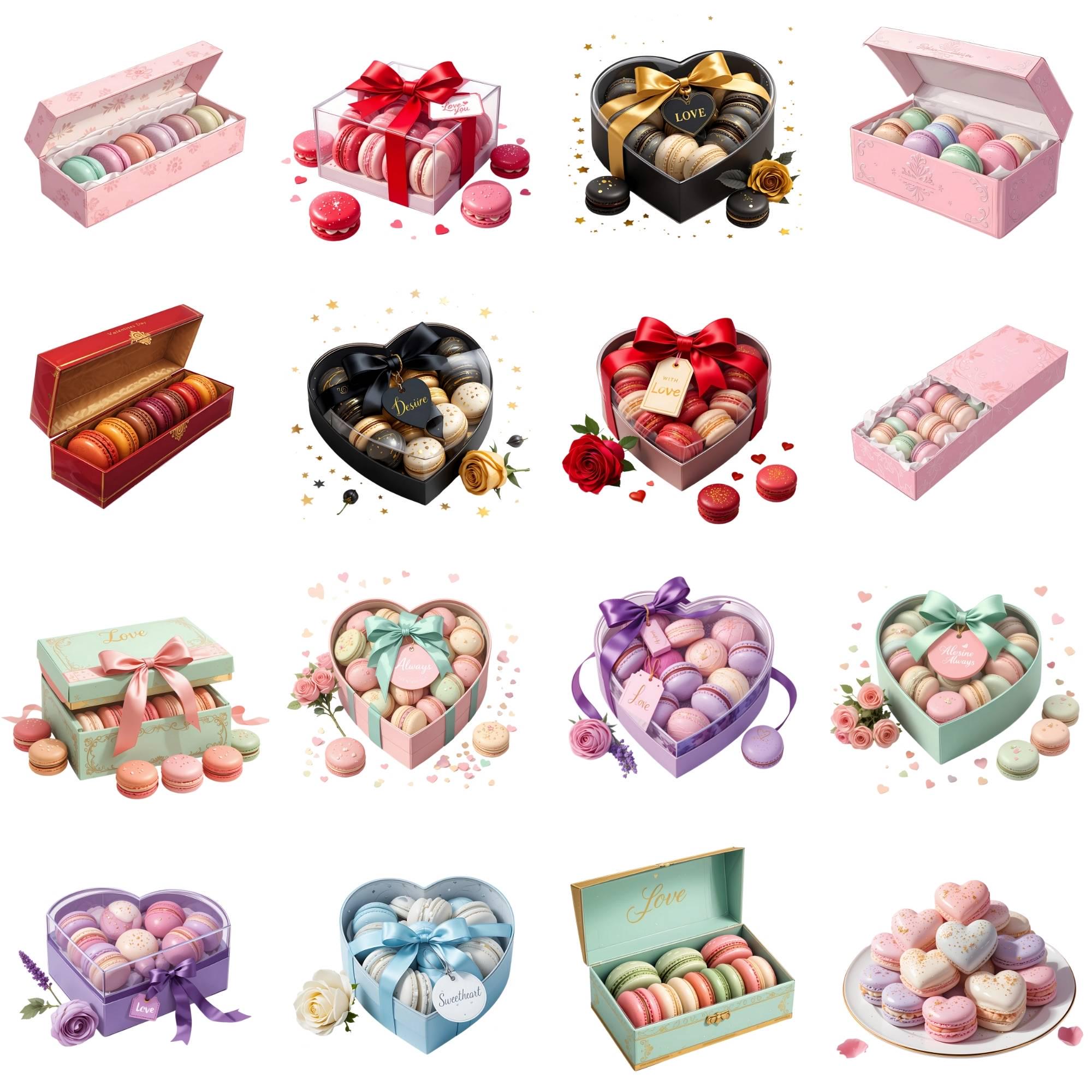 Valentine's Gift Box of Macaroons - Digital Images Clipart Set (39 ...