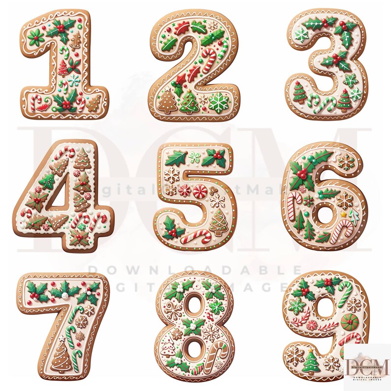 White Gingerbread Alphabet Clipart - Christmas Cookie Digital Download ...