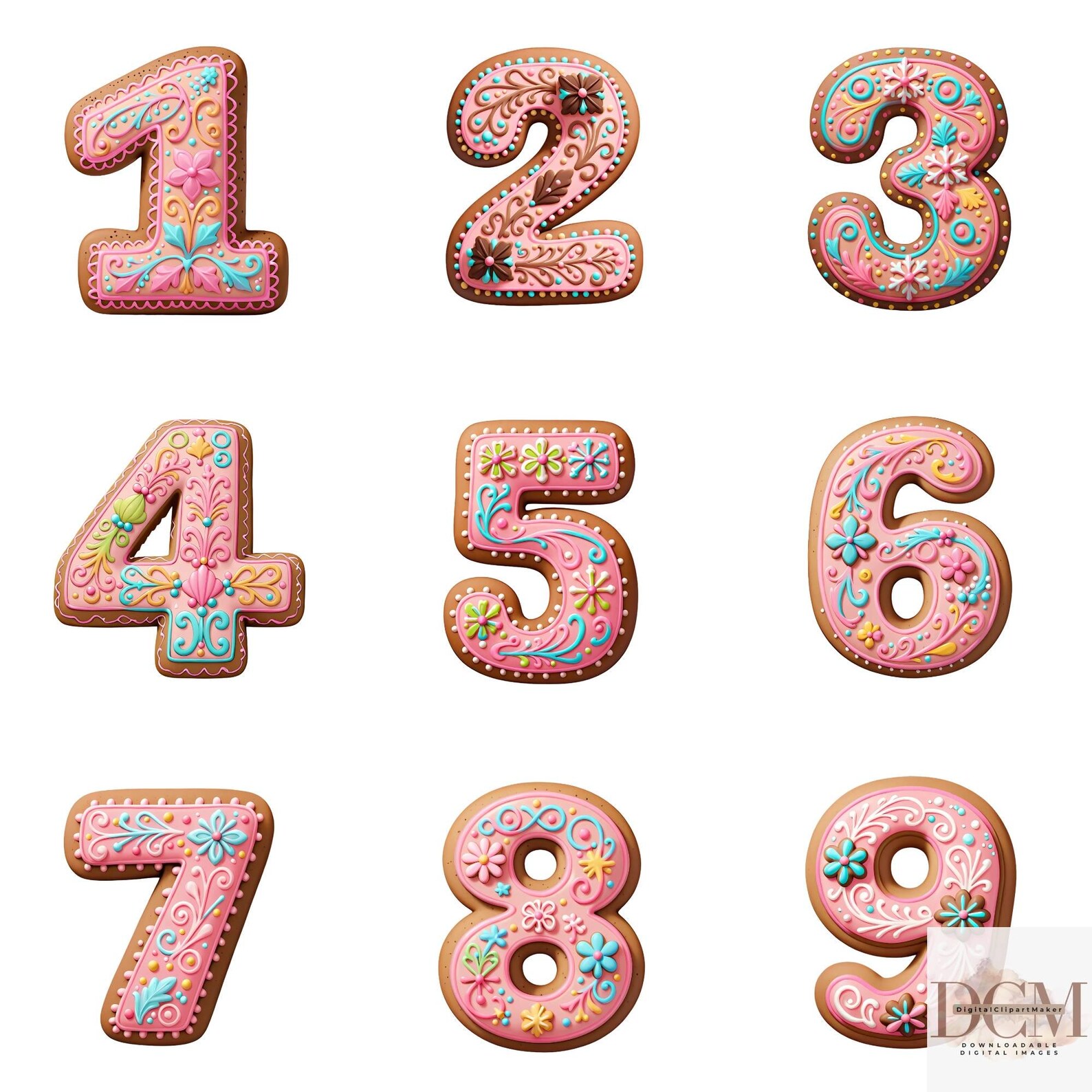 Pastel Pink Alphabet and Numbers Clipart - 36 Elegant Digital Images ...