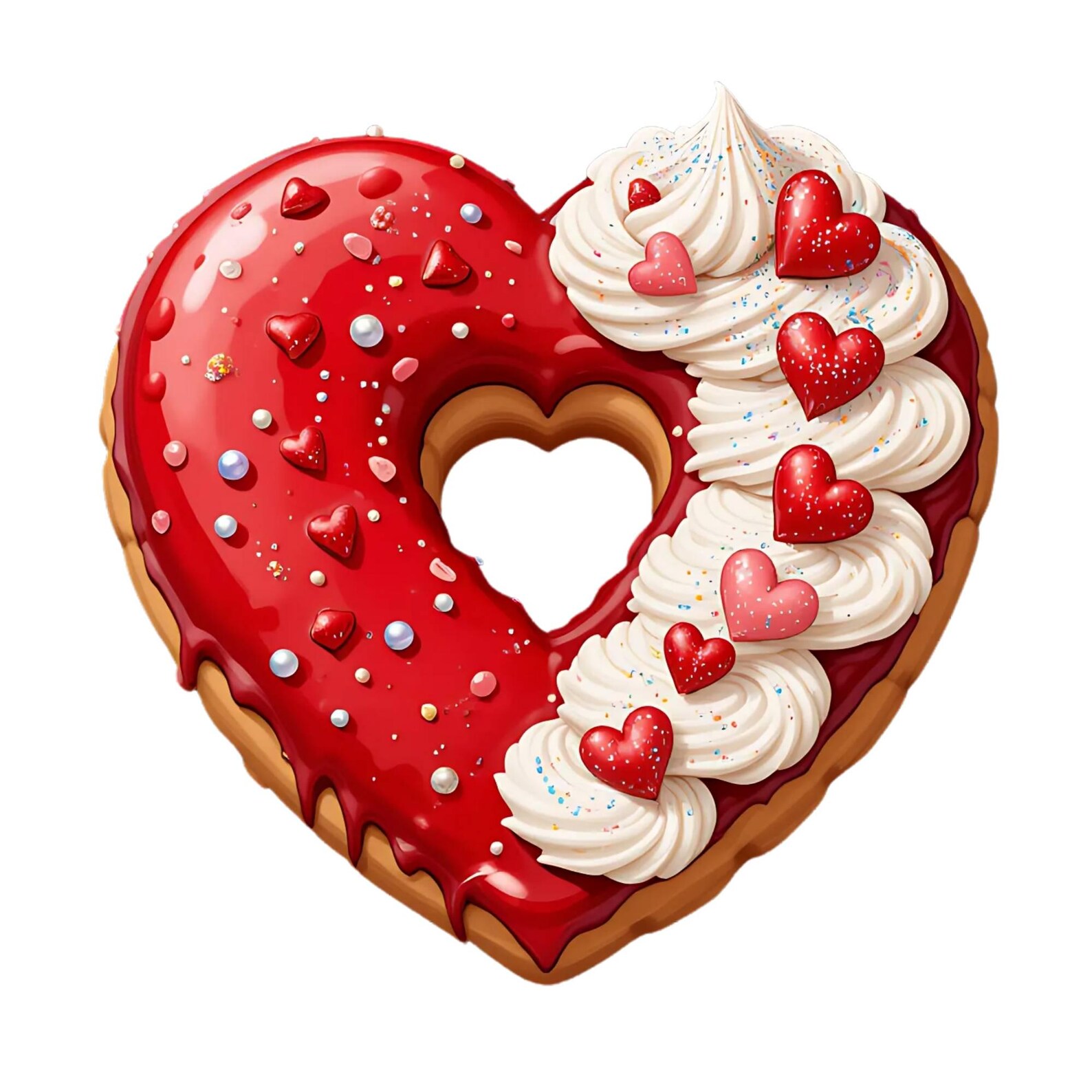 Valentine's Donuts Clipart - Heart-shaped Donuts With Sweet Decorations ...