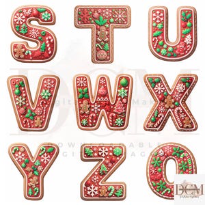 Gingerbread Alphabet and Numbers Clipart, 36 Digital Images, Red Icing ...