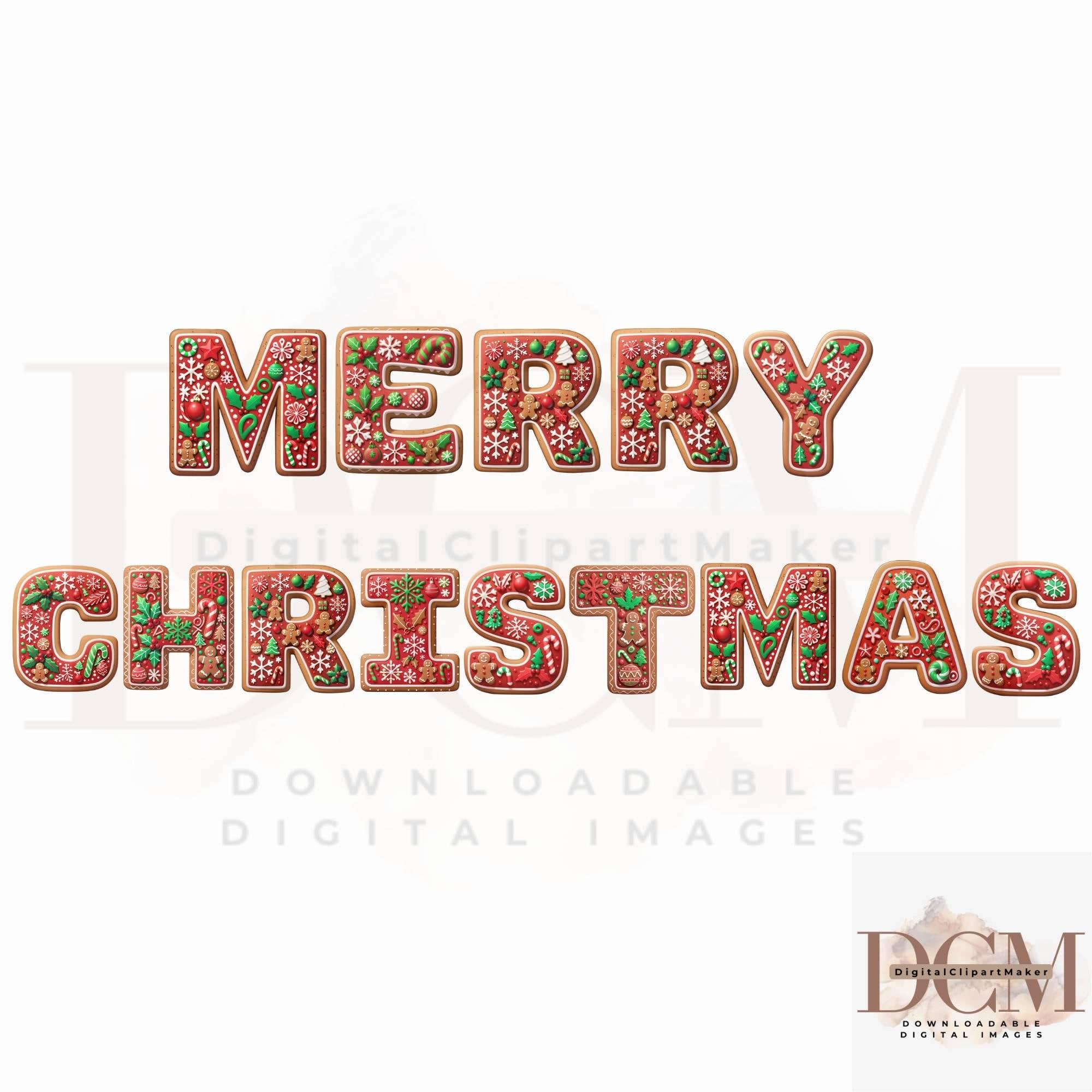 Gingerbread Alphabet and Numbers Clipart, 36 Digital Images, Red Icing ...