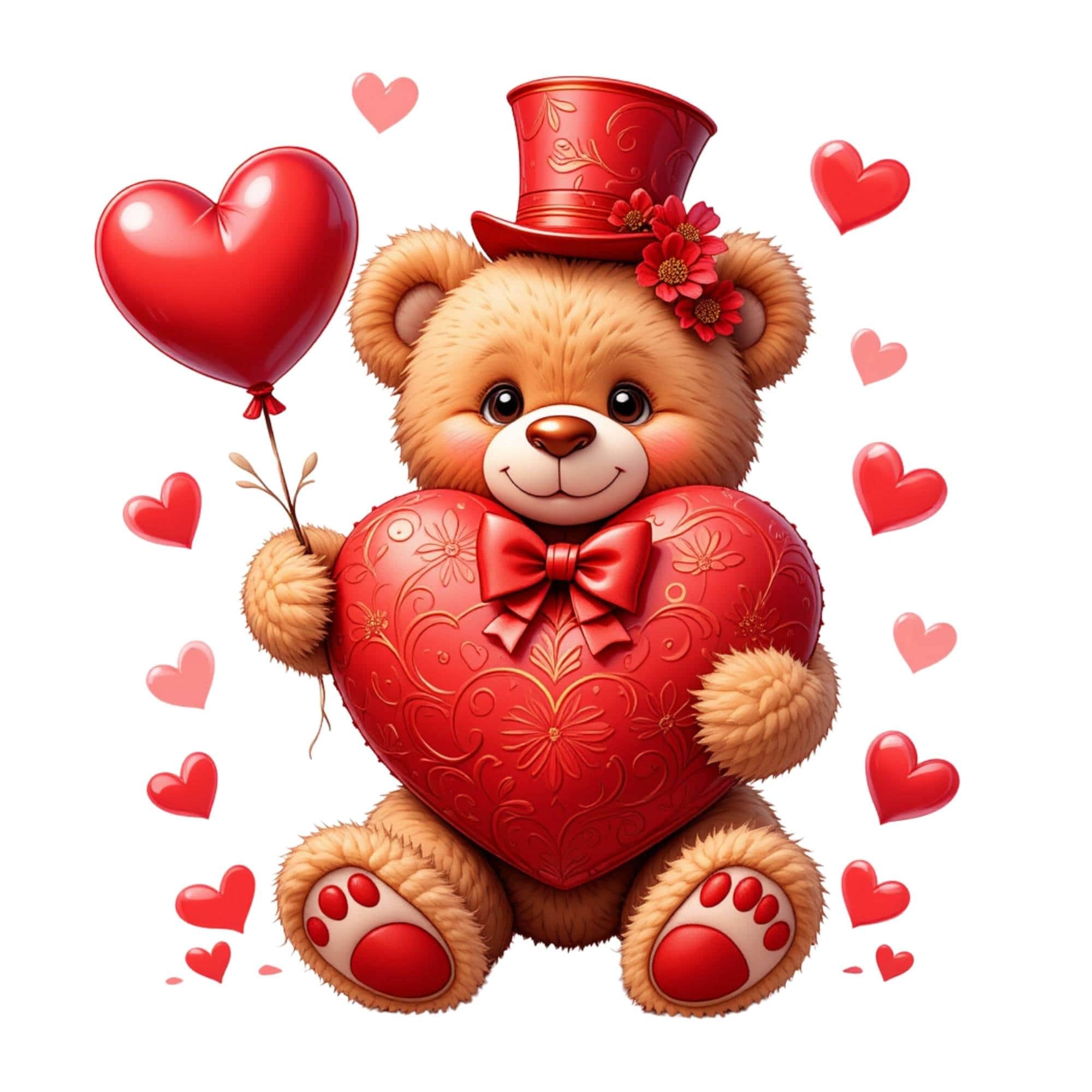 Valentine's Teddy Bear Clipart - Digital Set (50 Images of Bears With ...