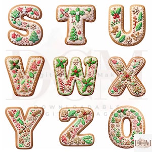 White Gingerbread Alphabet Clipart - Christmas Cookie Digital Download ...