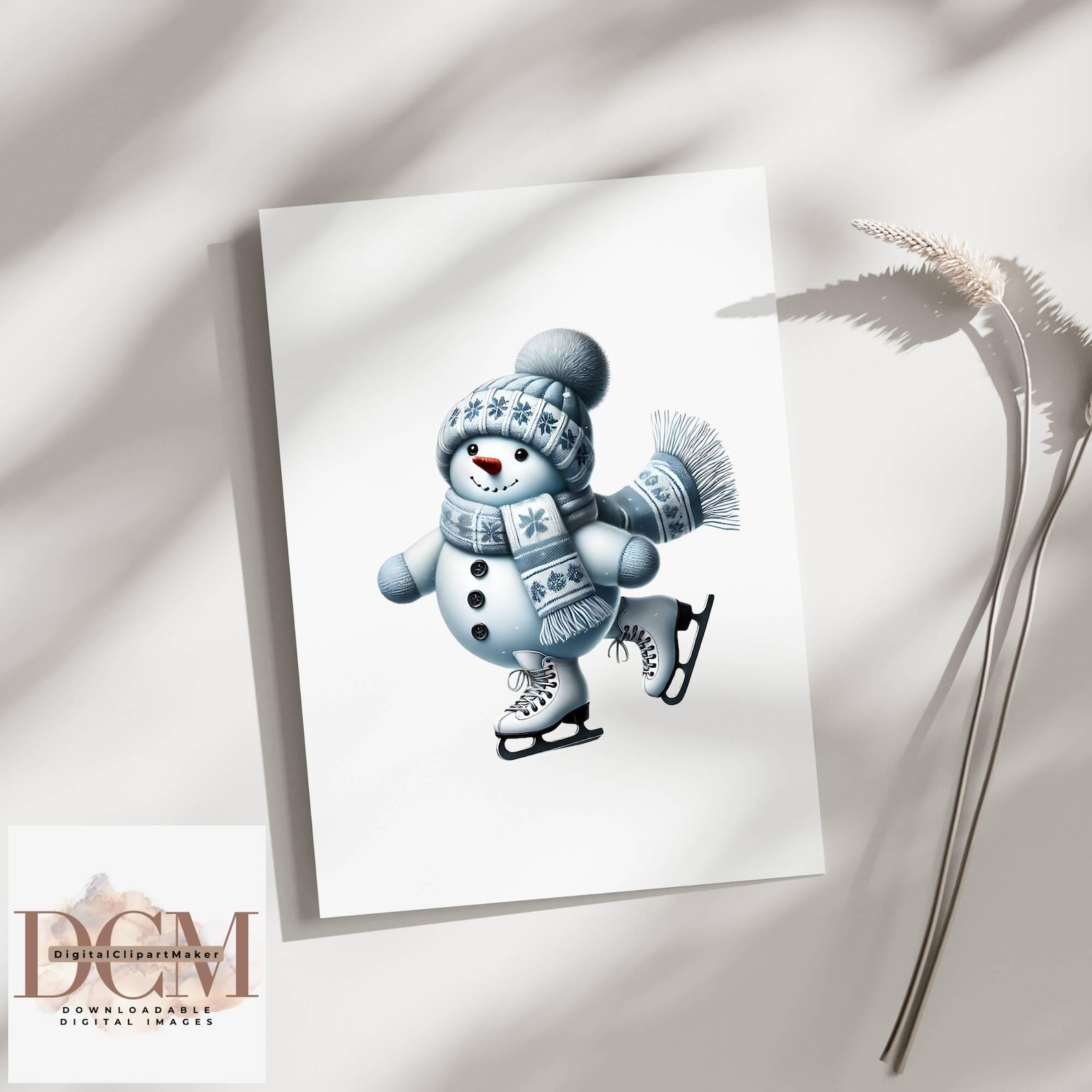 Snowman Skating Clipart - 10 Winter Scenes With Scarves, Hats, and ...