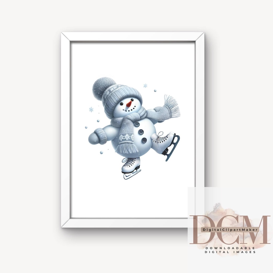 Snowman Skating Clipart - 10 Winter Scenes With Scarves, Hats, and ...