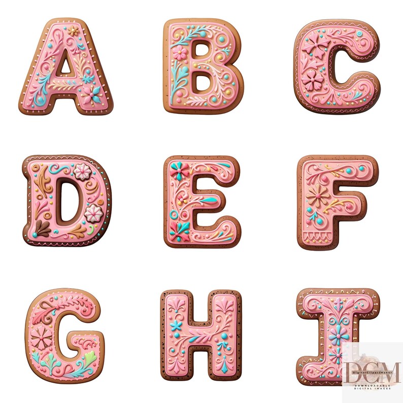 Pastel Pink Alphabet and Numbers Clipart - 36 Elegant Digital Images ...