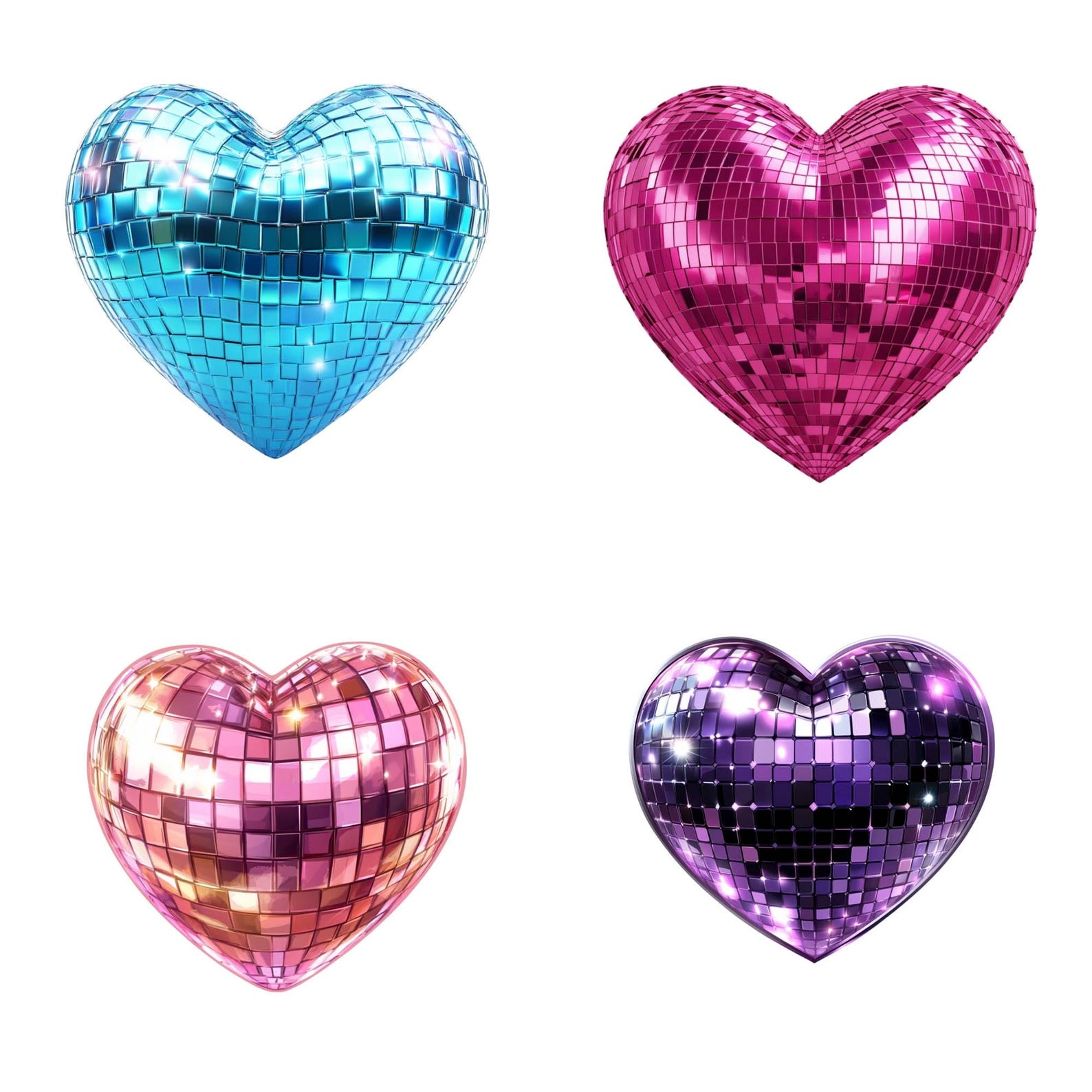 Heart Disco Ball Clipart - Digital Set (112 Images of Heart-shaped ...