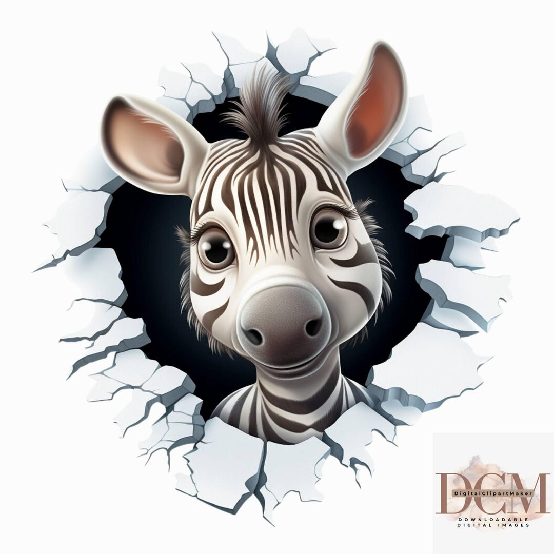 3D Zebra Breaking Through Wall - Digital Clipart Set (15 Images) - Etsy