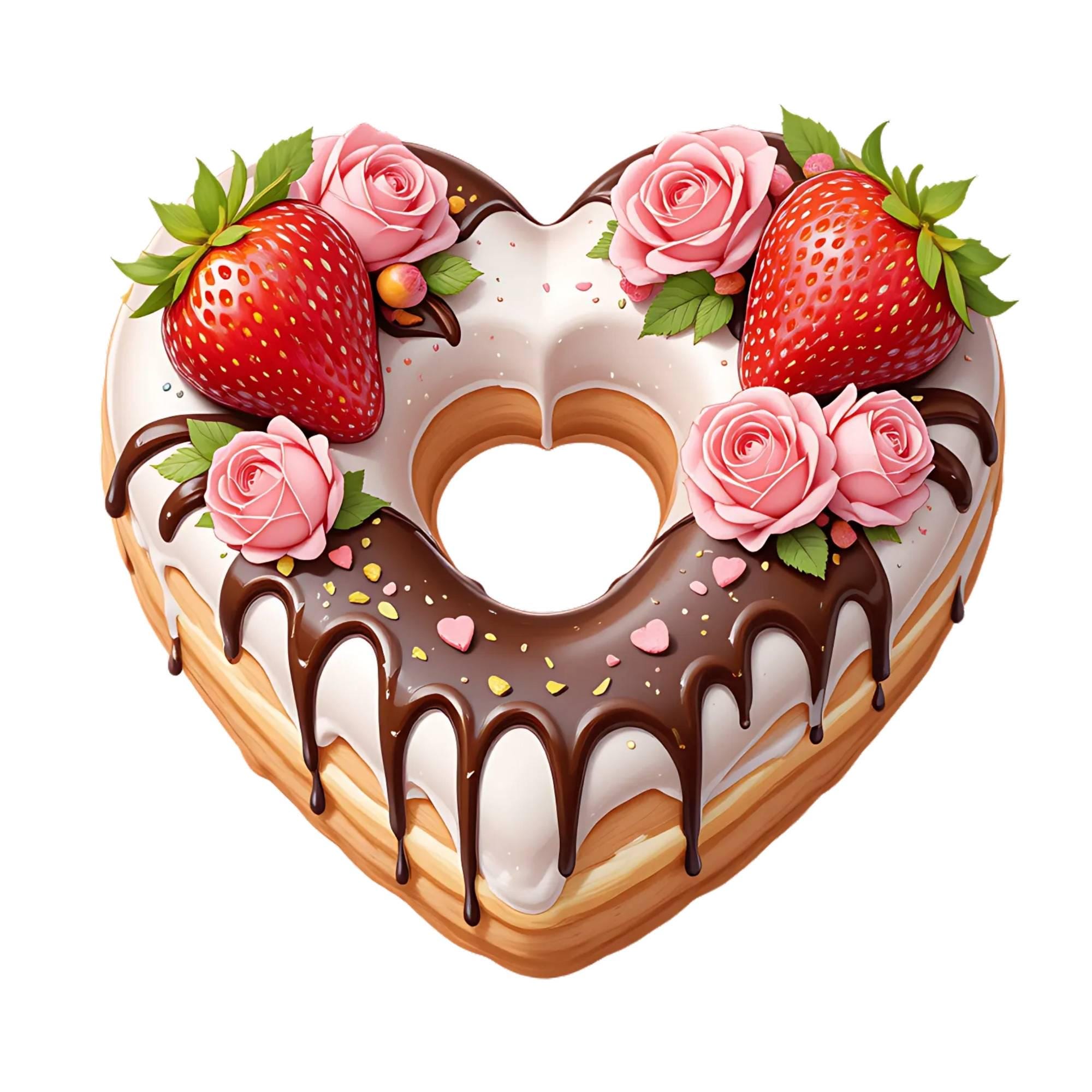Valentine's Donuts Clipart - Heart-shaped Donuts With Sweet Decorations ...