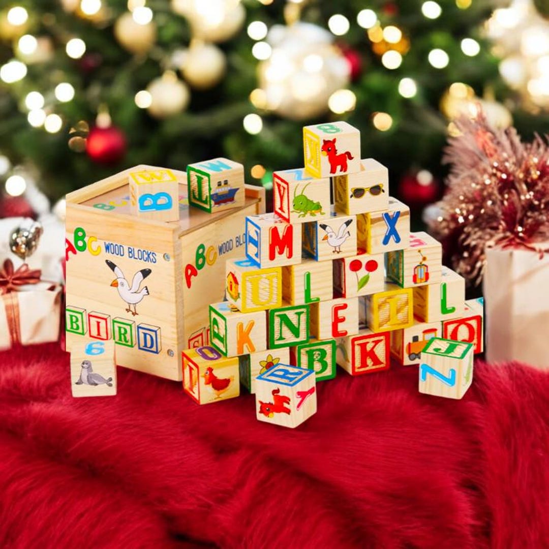 27pcs Alphabet & Number Wooden Blocks Montessori Educational Stacking ...