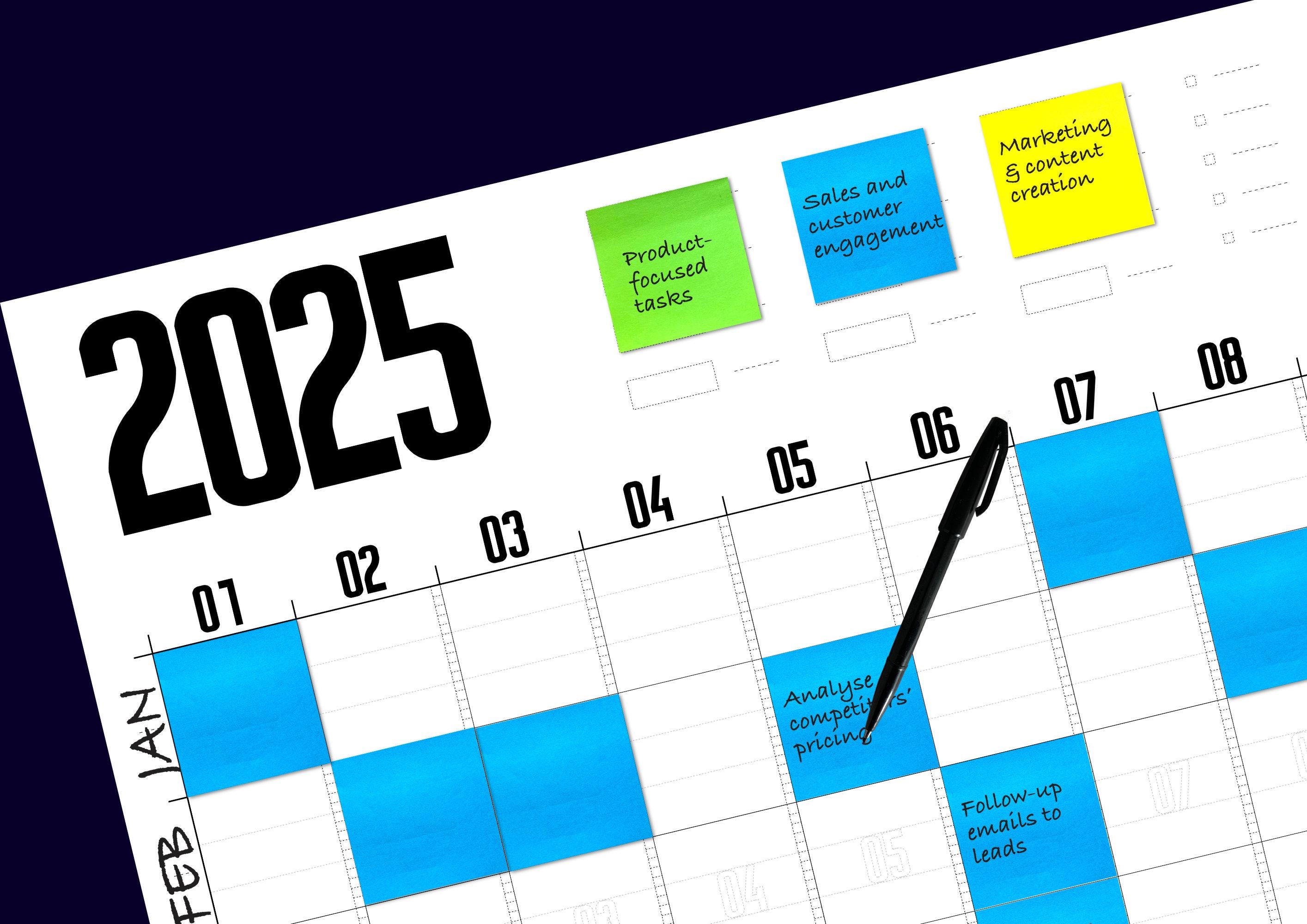 Printable Sticky Note Wall Planner | Extra Large 2025 Calendar for ...