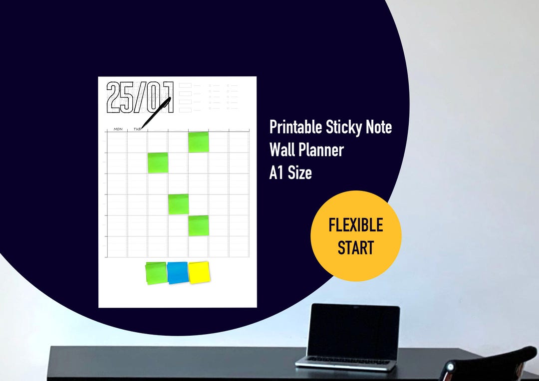 Printable Sticky Note Wall Planner | Monthly and Weekly Calendar for ...