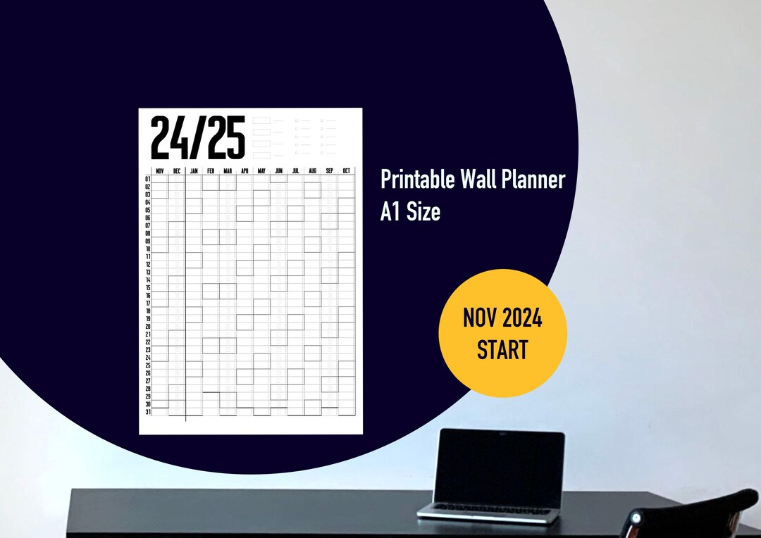Printable Wall Planner for Home Office or Workspace 2024 2025 November ...