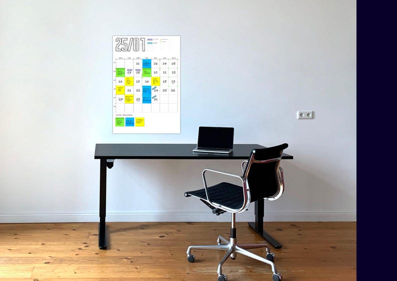 Printable Sticky Note Wall Planner | Monthly and Weekly Calendar for ...