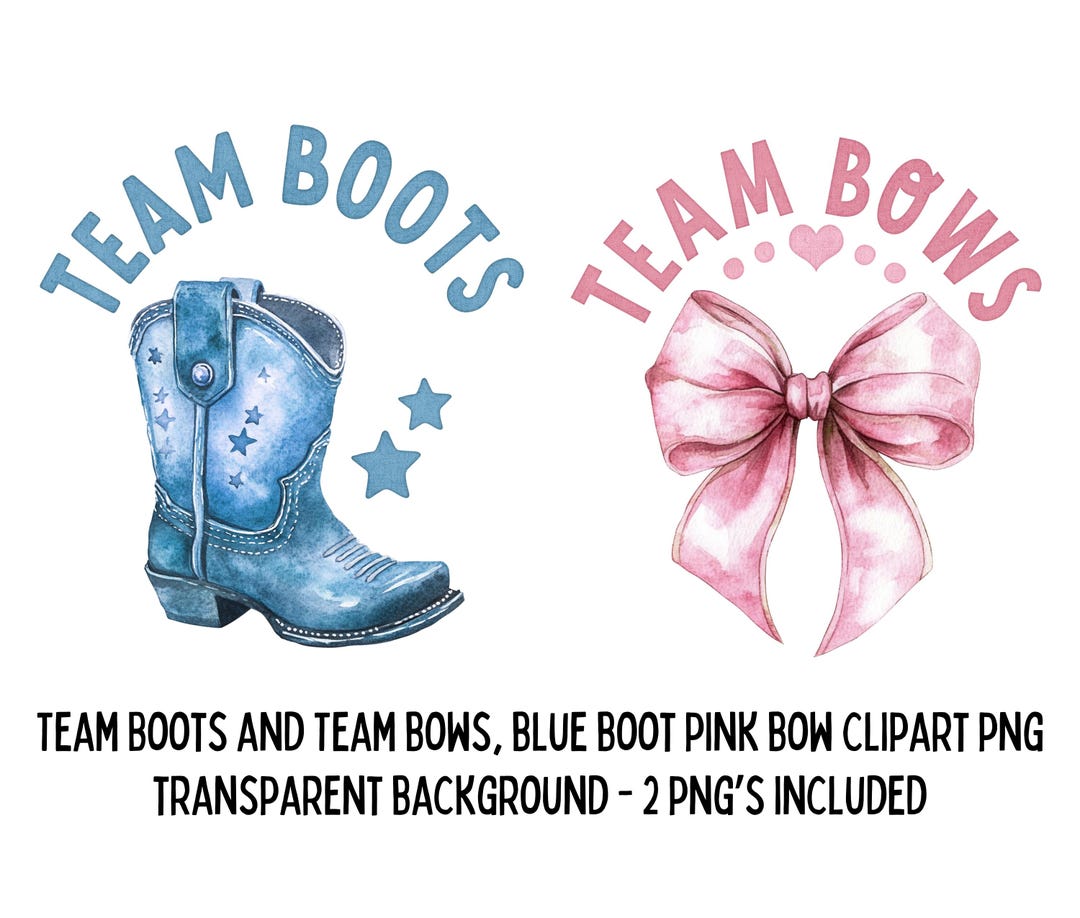 Boots or Bows Gender Reveal PNG Clipart (digital Download) - Etsy