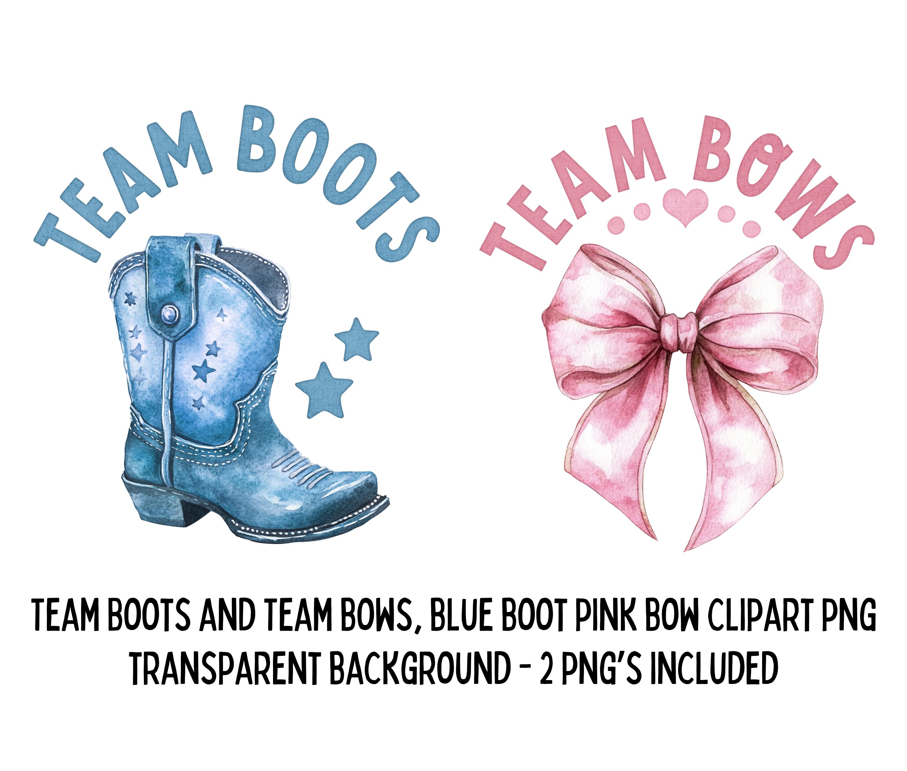 Team Boots and Team Bows, Blue Boot and Pink Bow PNG - 2 PNG Clipart ...