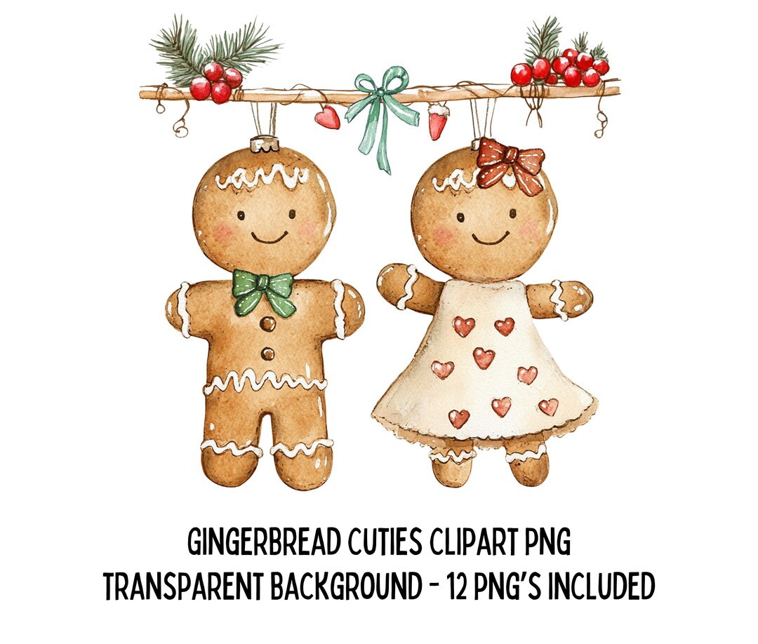 Gingerbread Gender Reveal Clipart: Christmas Baby Shower PNG (12 Files ...