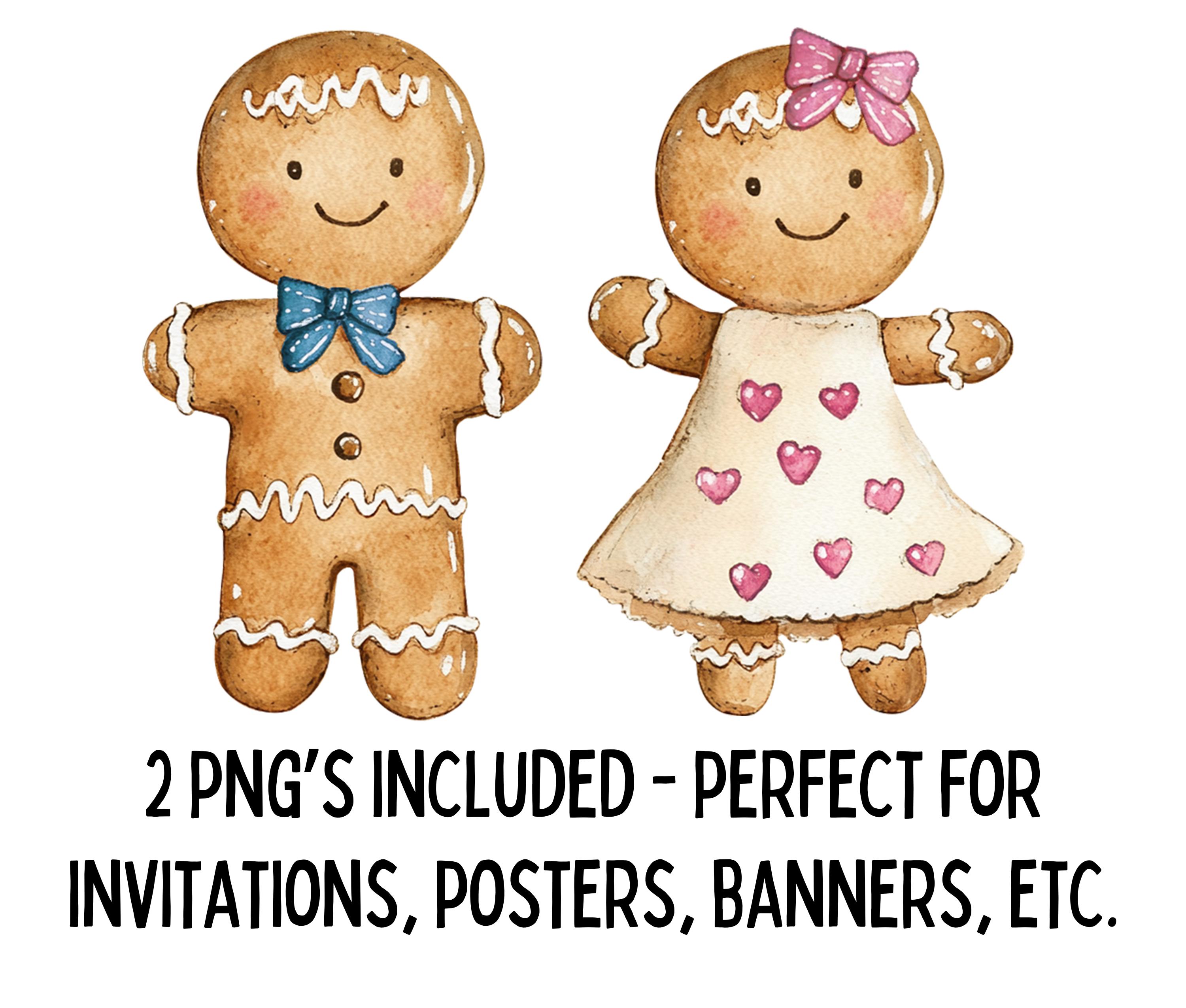 Gingerbread Gender Reveal Clipart: Boy and Girl PNG (digital Download ...