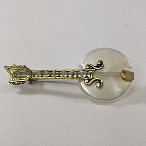 Mother of Pearl Banjo Brooch Made in Spain, Vintage Musical Instrument ...