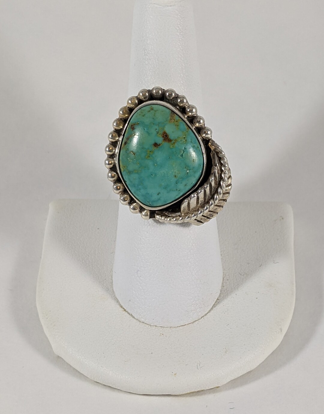 Native American Turquoise Chunky Ring, Sterling Silver Southwest ...