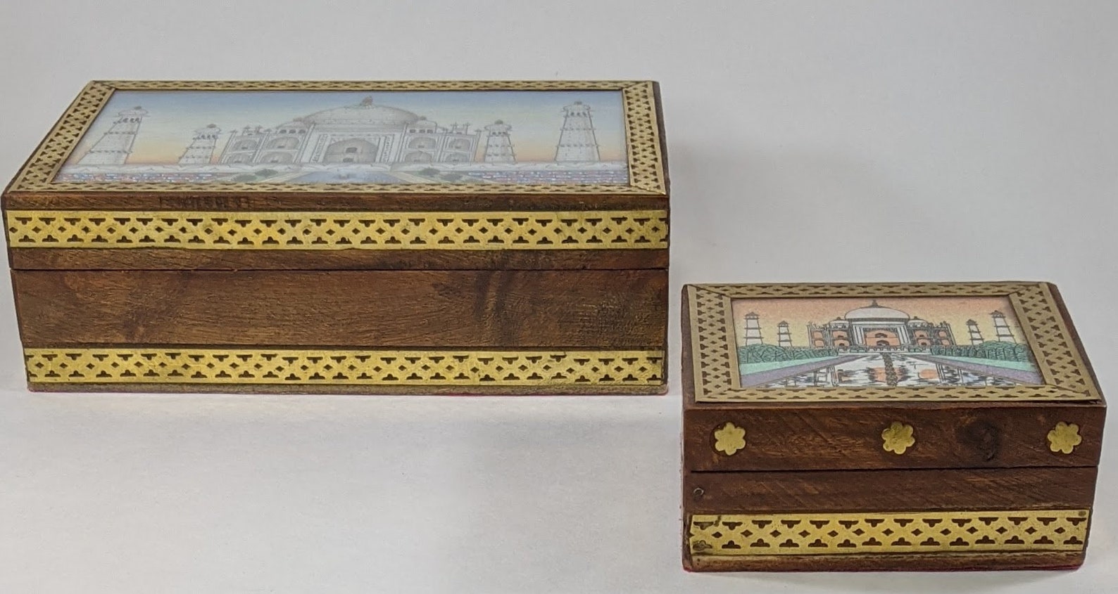 Taj Mahal Trinket Box Set of Two Lined Souvenir Wooden Boxes | Etsy