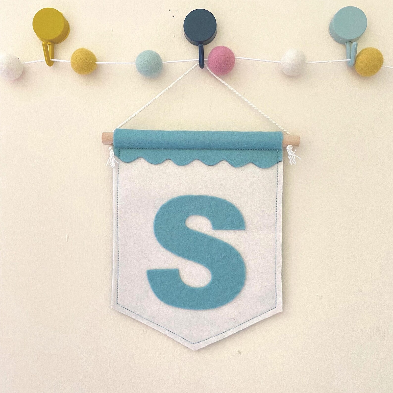 Mini Custom Letter Banner With Wave Trim, Personalised Felt Wall ...