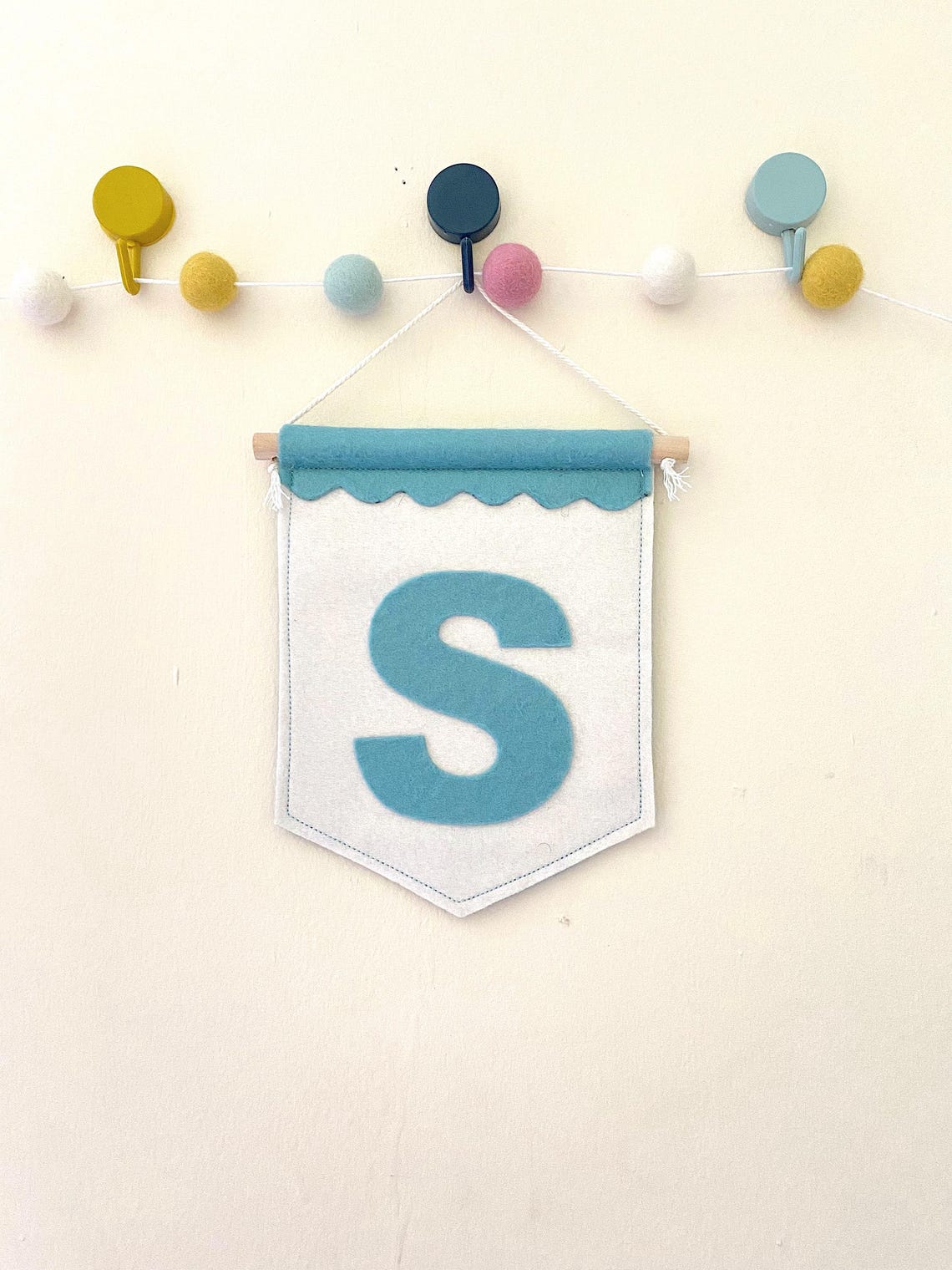 Mini Custom Letter Banner With Wave Trim, Personalised Felt Wall ...