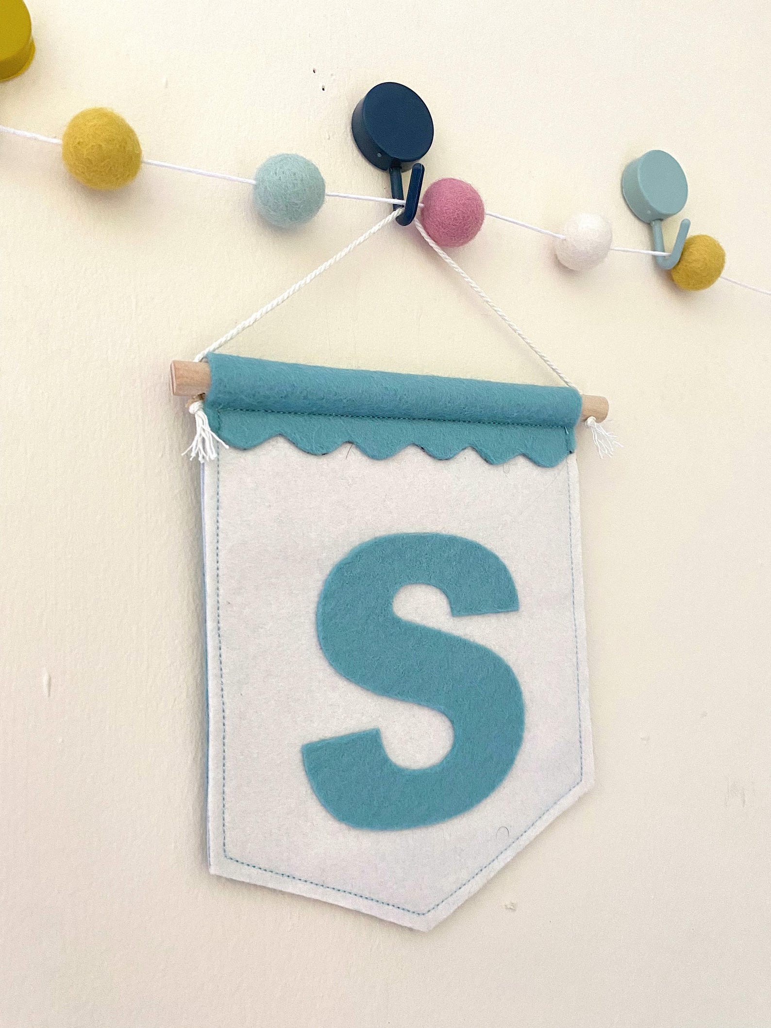Mini Custom Letter Banner With Wave Trim, Personalised Felt Wall ...