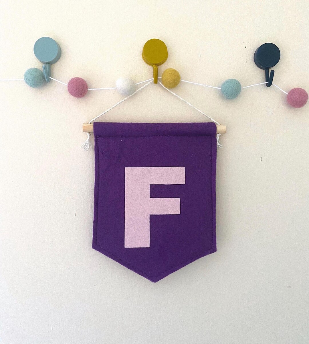Mini Personalised Felt Banner, Custom Letter Pennant, Spearhead Wall ...