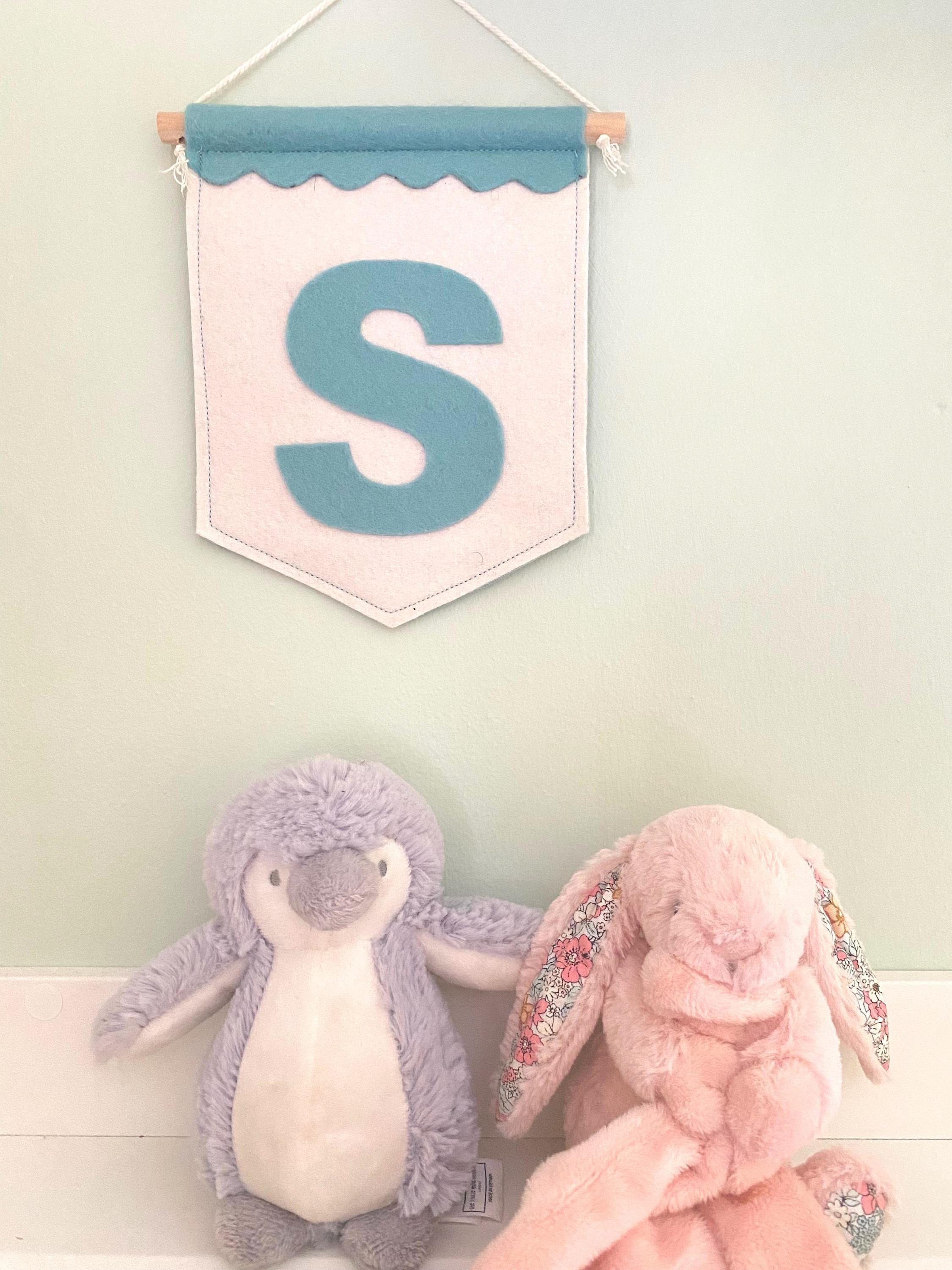 Mini Custom Letter Banner With Wave Trim, Personalised Felt Wall ...