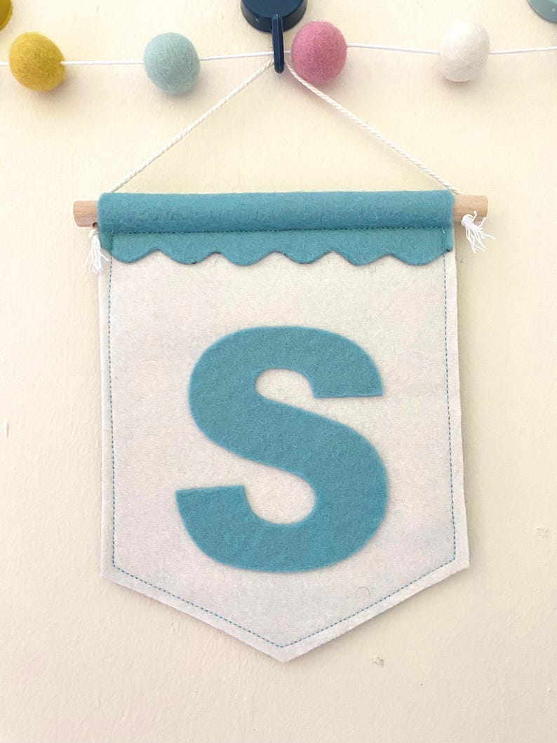 Mini Custom Letter Banner With Wave Trim, Personalised Felt Wall ...