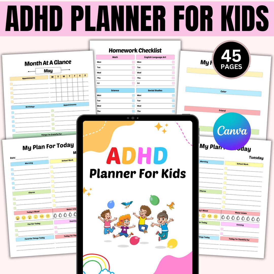 Editable ADHD Planner for Kids ADHD Planner for Kids Digital Planner ...
