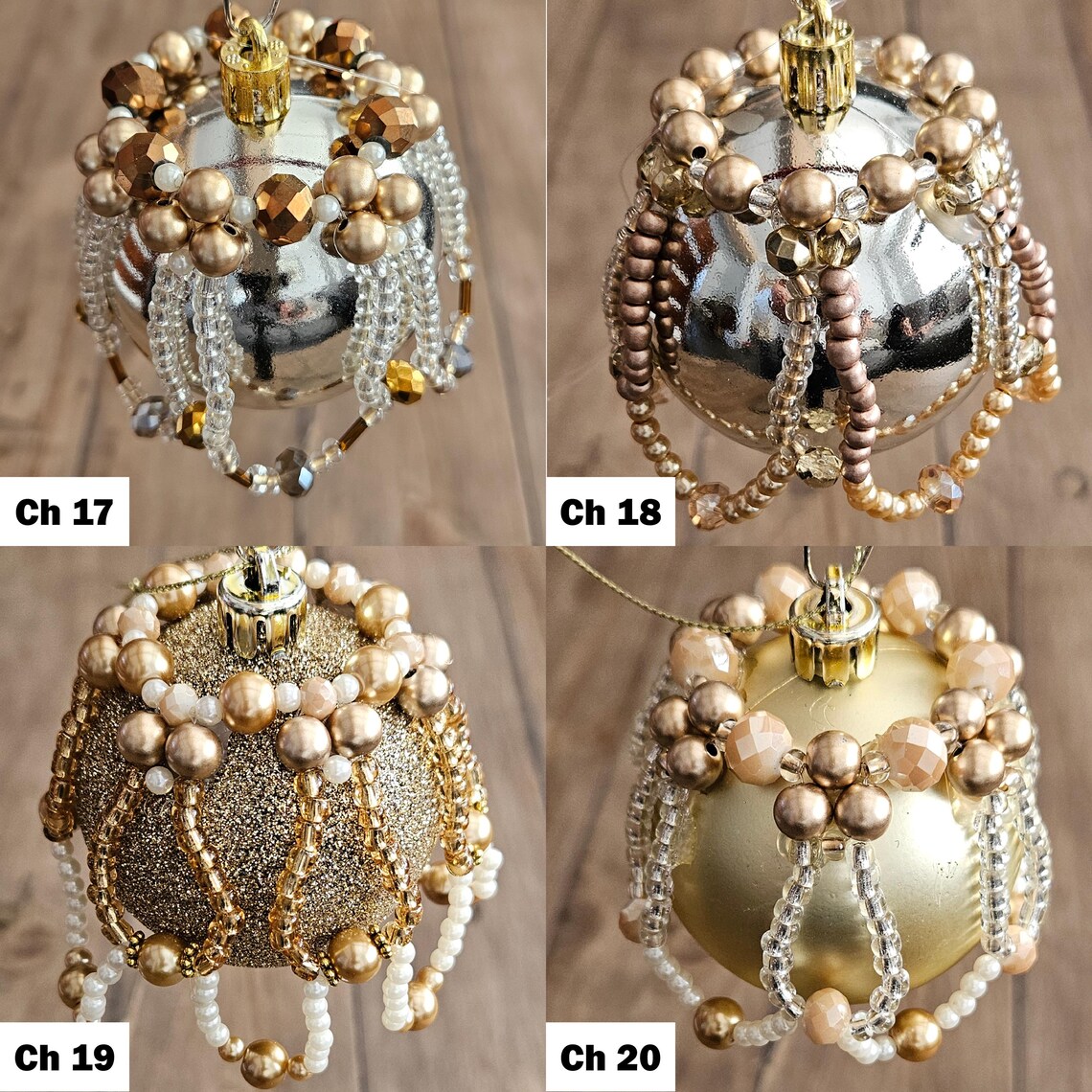 Hand Beaded Baubles chestnut Collection Tree Ornaments Christmas Gift ...