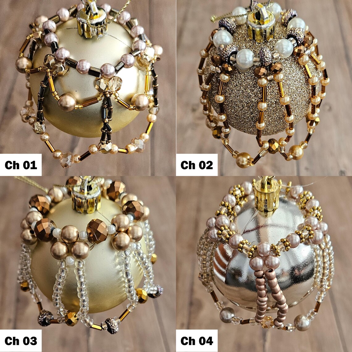 Hand Beaded Baubles chestnut Collection Tree Ornaments Christmas Gift ...