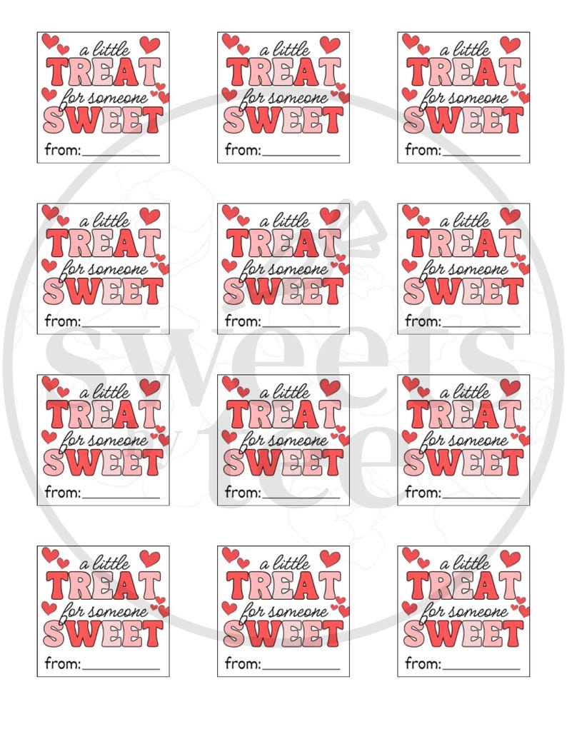 Printable Vday Sweet Treat Tags 2x2" - Digital Download for Cookies ...