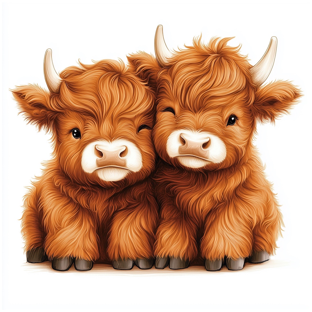 Transparent BG Cute Baby Highland Cow Clipart PNG Digital Download ...
