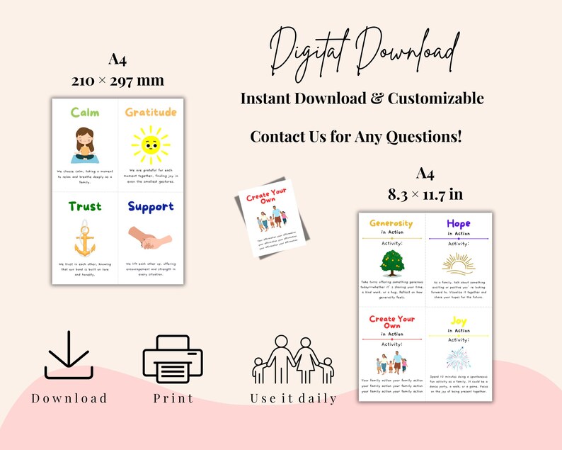 Custom Family Affirmation Cards Printable, Editable in Canva Positive ...
