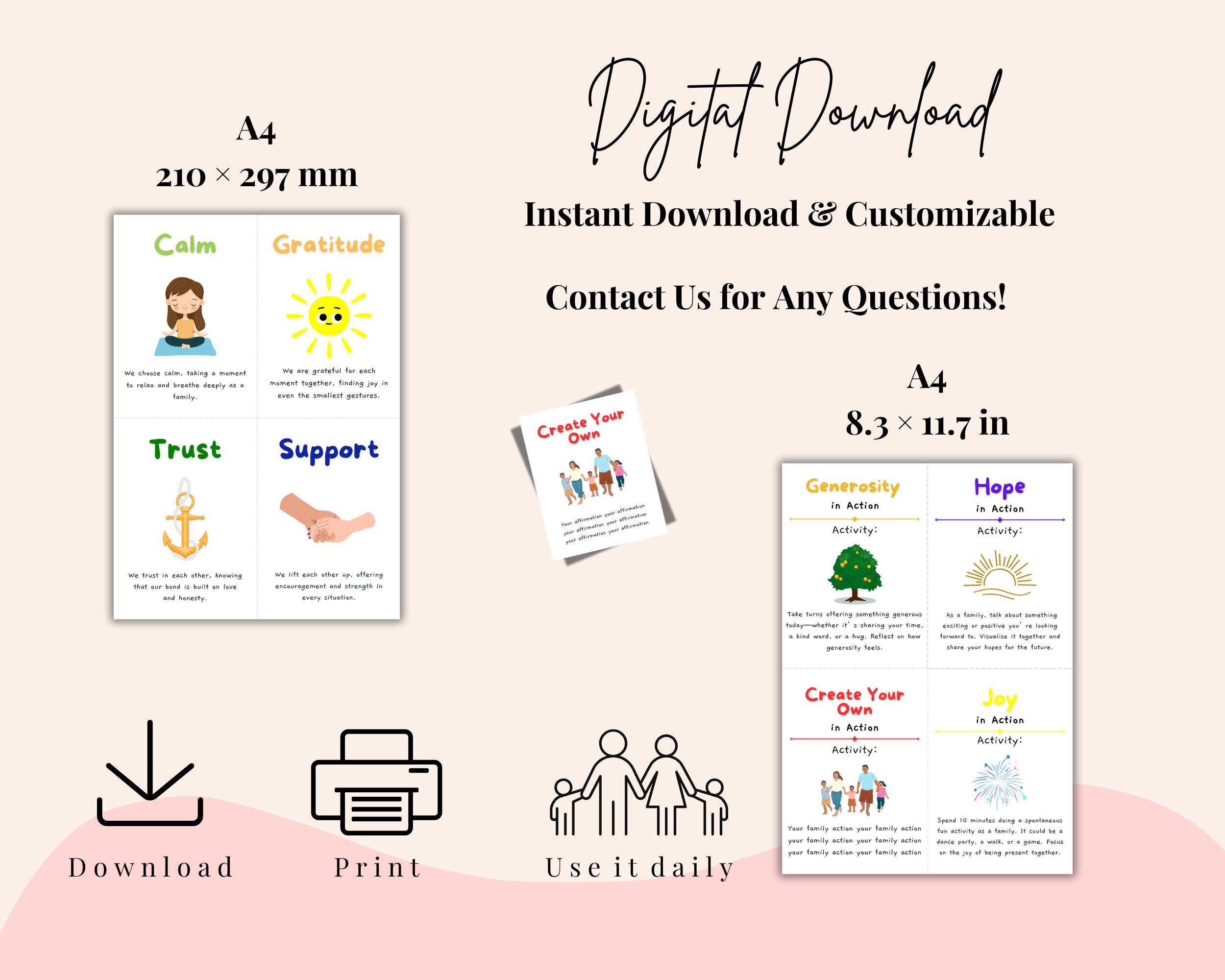 Custom Family Affirmation Cards Printable, Editable in Canva Positive ...