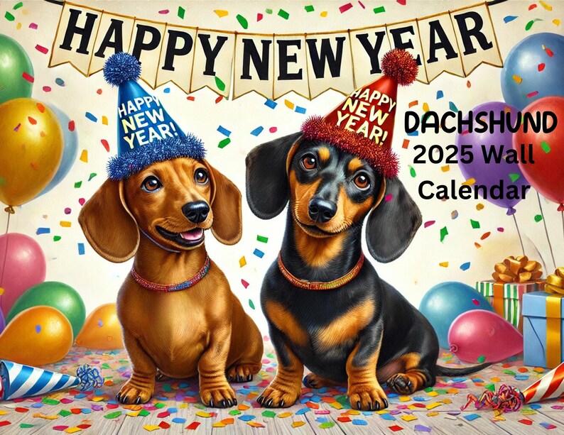 2025 Wall Calendar, Adorable Dachshund Designs for Dog Lovers, Perfect ...