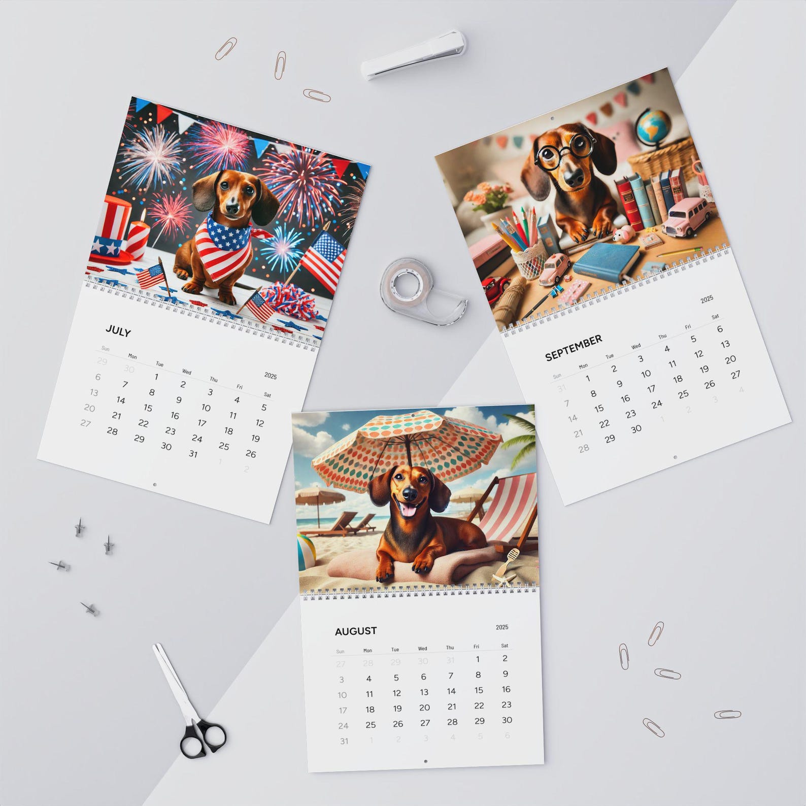 2025 Wall Calendar, Adorable Dachshund Designs for Dog Lovers, Perfect ...