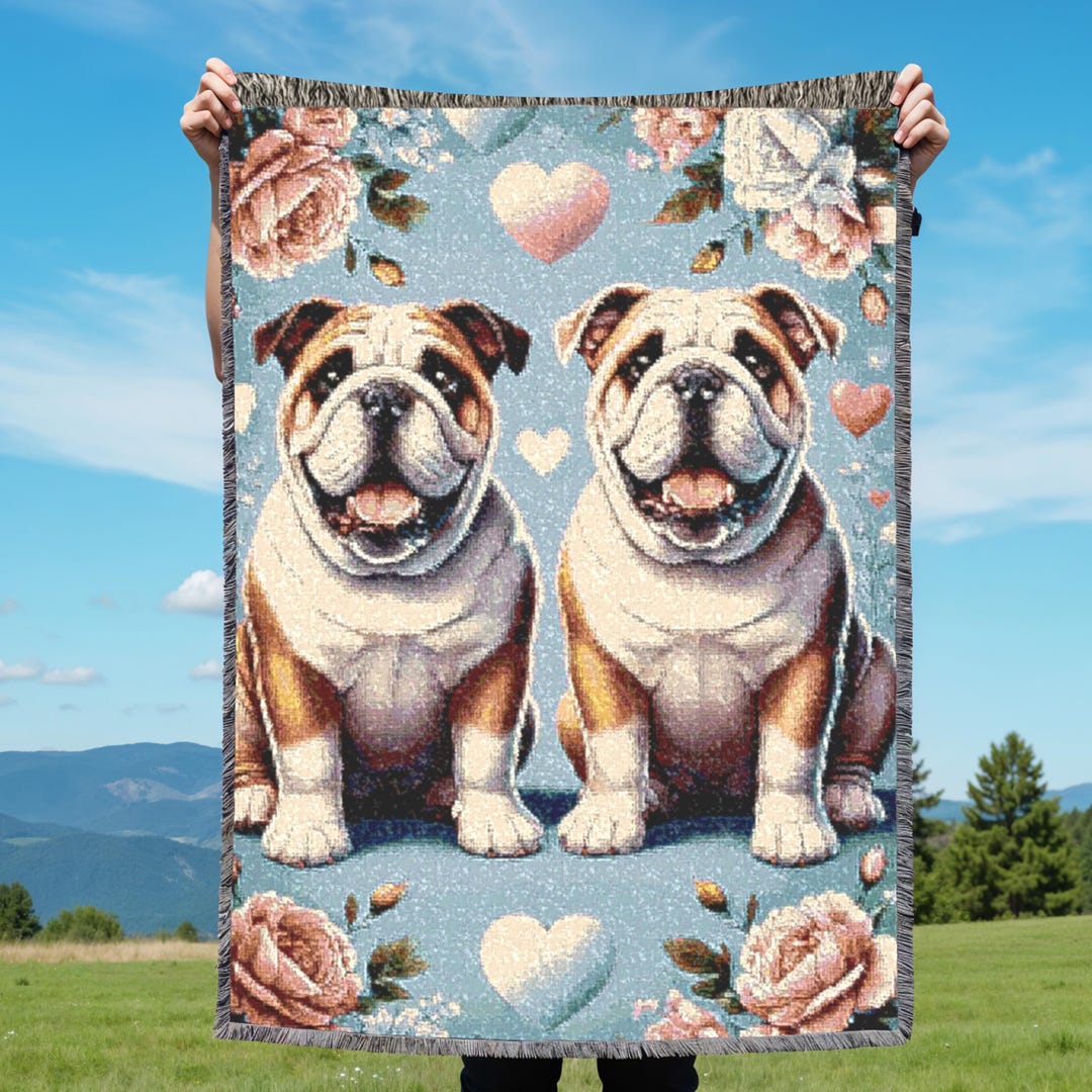 English Bulldog Blanket - Cozy Woven Throw Blanket for Dog Lovers ...