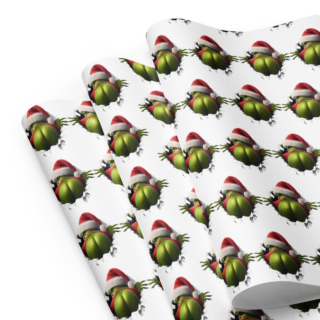 Green Guy Funny Wrapping Paper, Custom, Christmas, Gift Wrapping, Gift ...