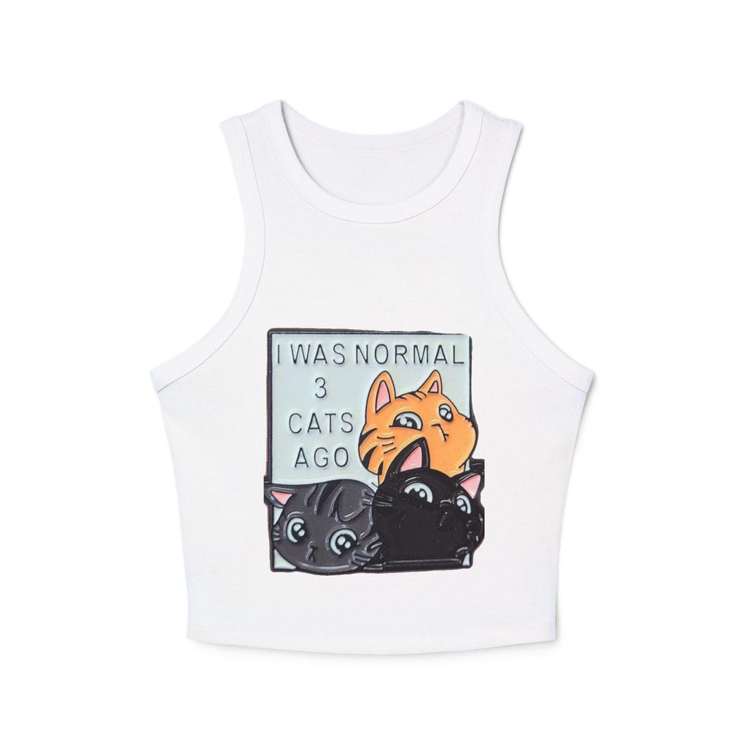 Tank Top, Cute Cat Meme Women's Micro Rib Racer Tank, Cat Person Shirt ...