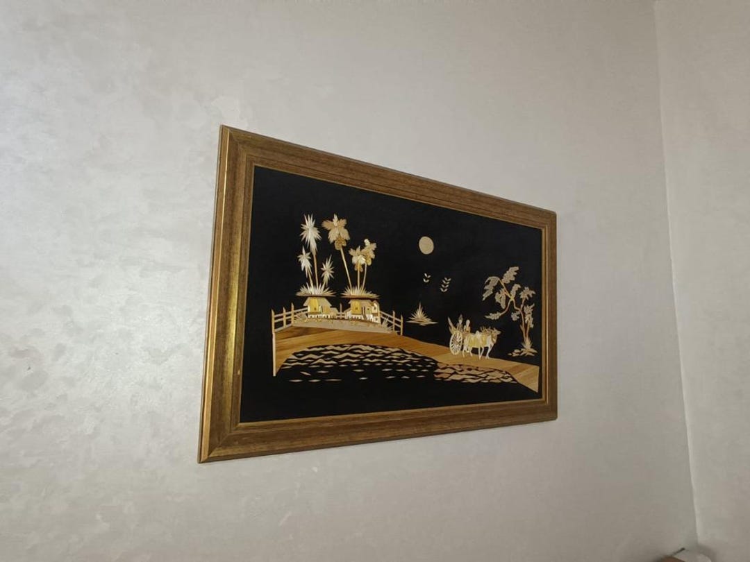 Handcrafted Reed Painting Art Medieval Town Scene Wall Decor - Etsy