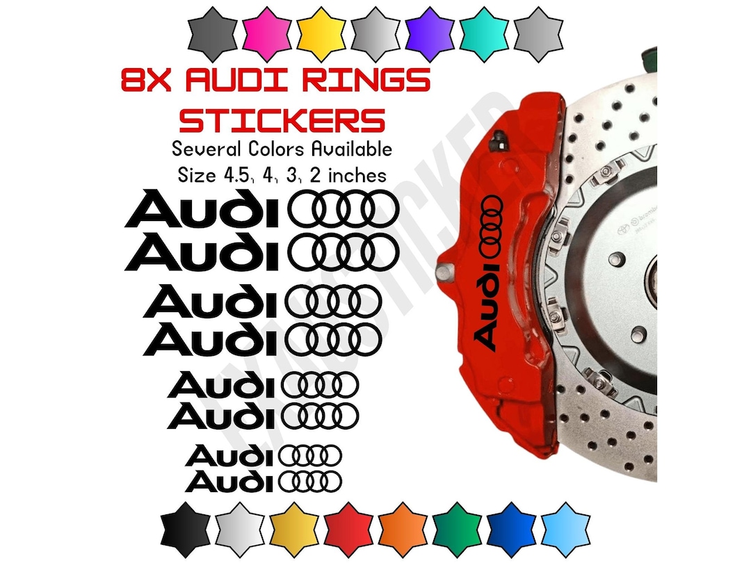 8x Audi W/ Rings Brake Caliper Stickers, Audi Decals, Brake Caliper ...